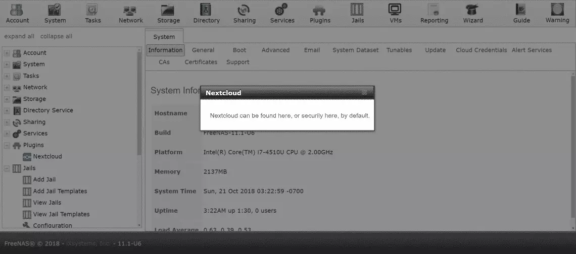 Instalați Nextcloud pe FreeNAS 6602_3