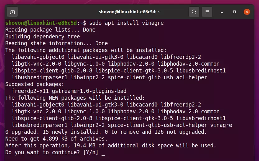Instalați Vinagre Remote Desktop Client pe Linux 6656_4