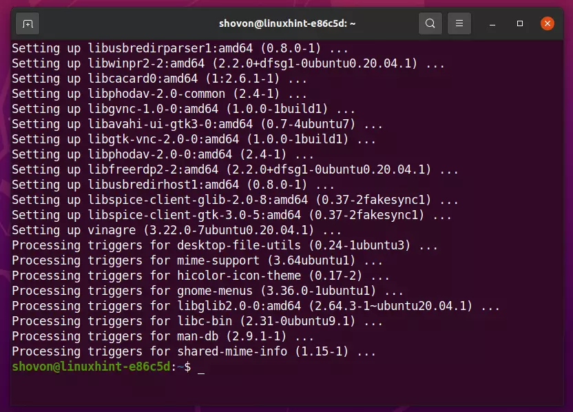 Усталюйце кліент аддаленага працоўнага стала Vinagre на Linux 6656_6