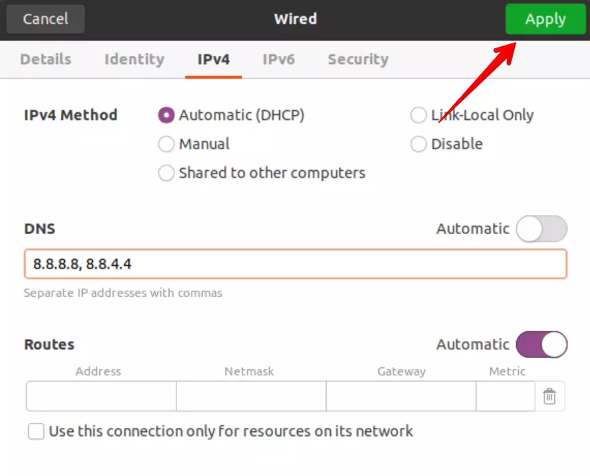 Bagaimana untuk menetapkan pelayan nama DNS pada Ubuntu Linux? 6665_5