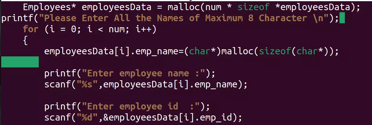 Как да използвате функцията Malloc за създаване на масив от структури 6842_3