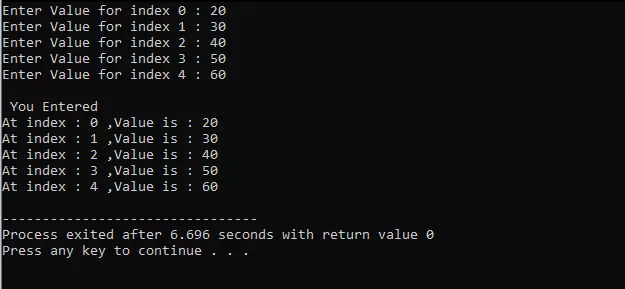 Hoe te printsjen in array yn C ++ 6856_6