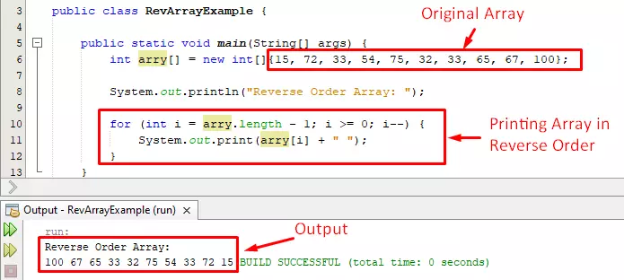 Hvordan reversere en matrise i Java 6968_1