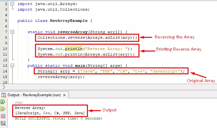 Hvordan reversere en matrise i Java 6968_2