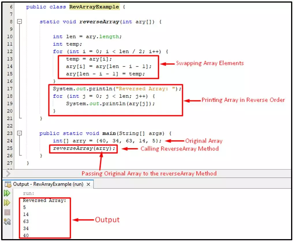 Hvordan reversere en matrise i Java 6968_3