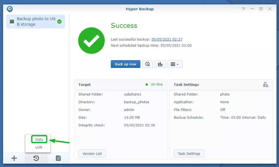 Как да използвате Synology Hyper Backup 7039_112