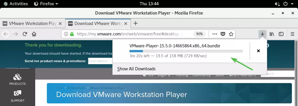 CentOS 8 တွင် VMware Player 15 ကို ထည့်သွင်းနည်း 7057_19