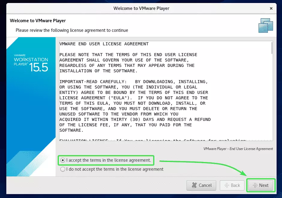 CentOS 8 တွင် VMware Player 15 ကို ထည့်သွင်းနည်း 7057_28