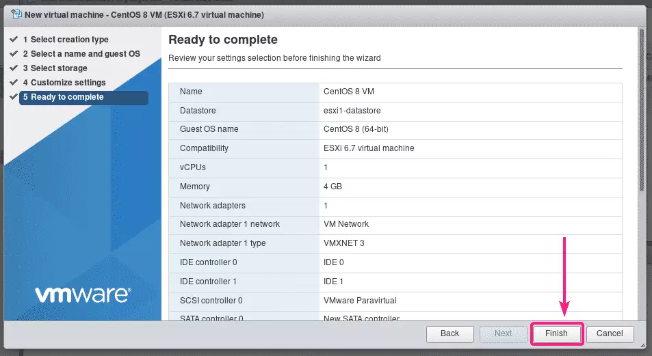 Чӣ тавр насб кардани CentOS 8 дар сервери VMware ESXi 7059_17