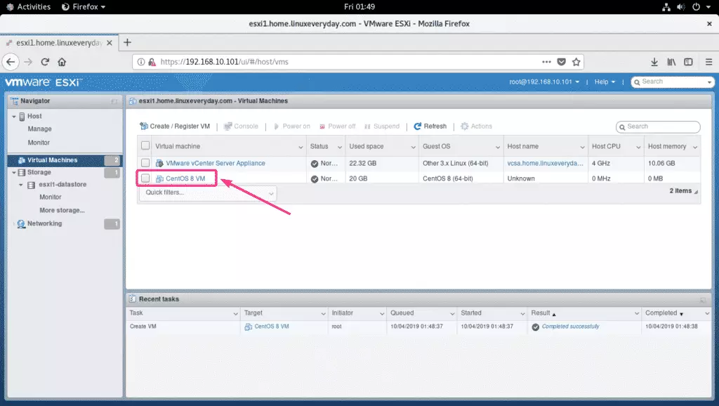 VMware ESXi 서버에 CentOS 8을 설치하는 방법 7059_18