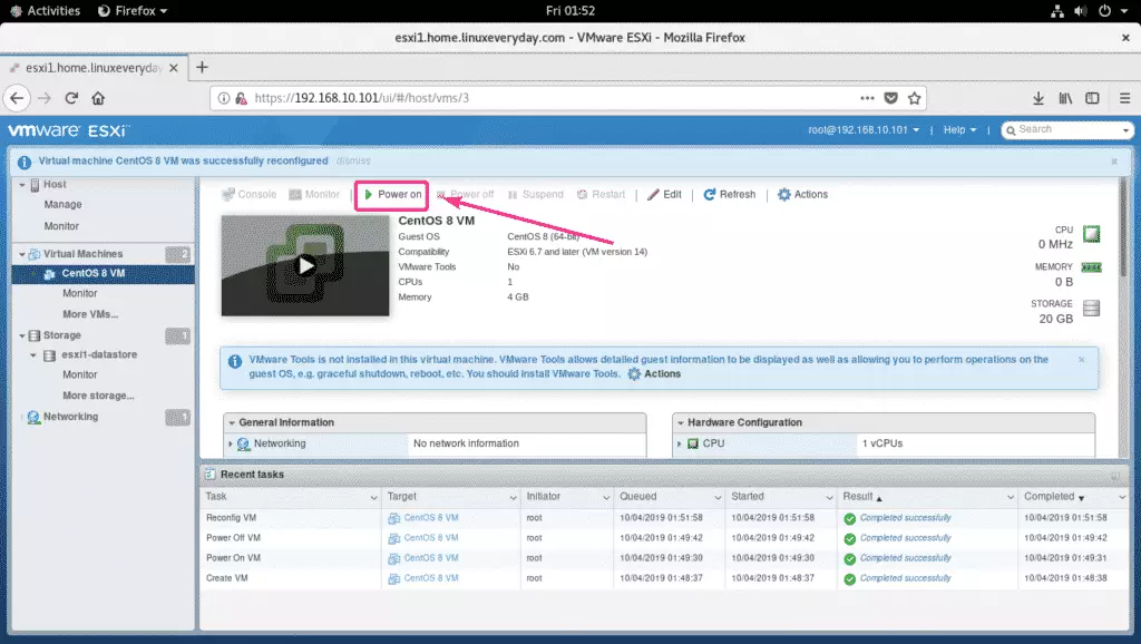 Kuidas installida CentOS 8 VMware ESXi serverisse 7059_23