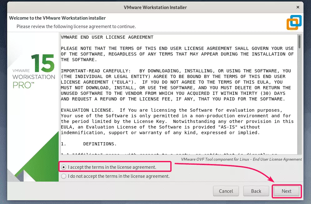 டெபியன் 10 இல் VMware வொர்க்ஸ்டேஷன் ப்ரோவை நிறுவுகிறது 7060_16