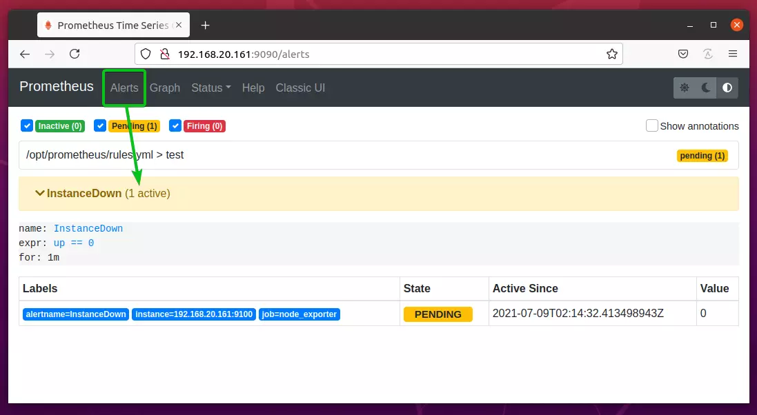 วิธีการติดตั้งและกำหนดค่า Prometheus Alert Manager บน Ubuntu 20.04 LTS 7072_39