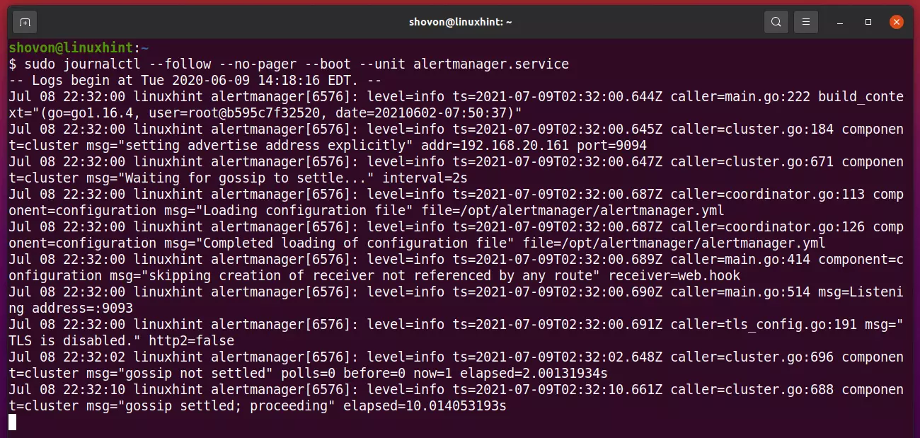 Kako namestiti in konfigurirati Prometheus Alert Manager na Ubuntu 20.04 LTS 7072_55