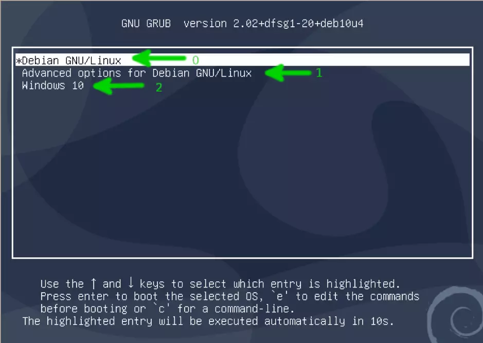 Modifica l'ordine di avvio di grub in Debian Linux 7096_1