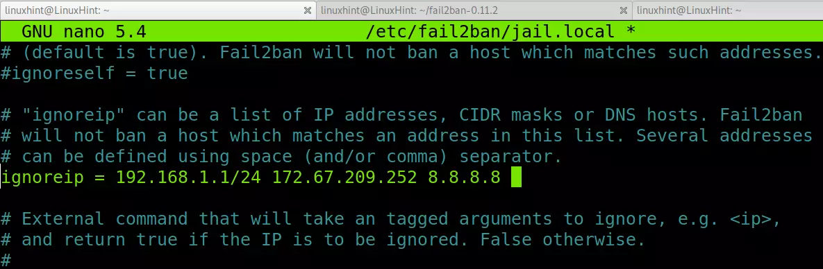 Fail2ban ରେ ମୁଁ କିପରି ଏକ IP ଠିକଣାକୁ ହ୍ it ାଇଟଲିଷ୍ଟ କରିବି? 7108_4