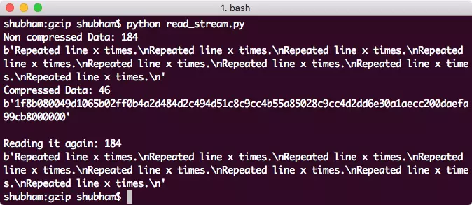 ଏକ ଷ୍ଟ୍ରିମ୍ ରେ gzip ଫାଇଲ୍ ପ Reading ିବା |