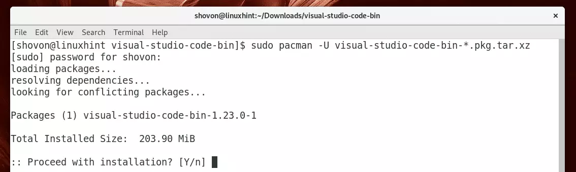 Visual Studio Code Arch Linux ස්ථාපනය කරන්න 7397_15