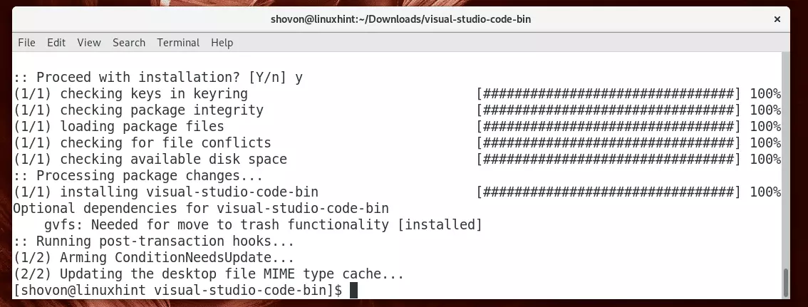 Visual Studio Code Arch Linux ස්ථාපනය කරන්න 7397_16