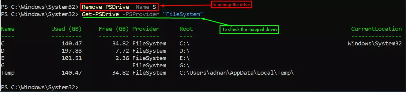 როგორ გავაფორმოთ ქსელის დისკი PowerShell-ის გამოყენებით 7423_6