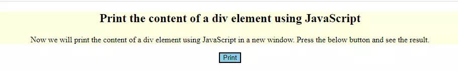 Tẹjade akoonu ti ipin div nipa lilo JavaScript