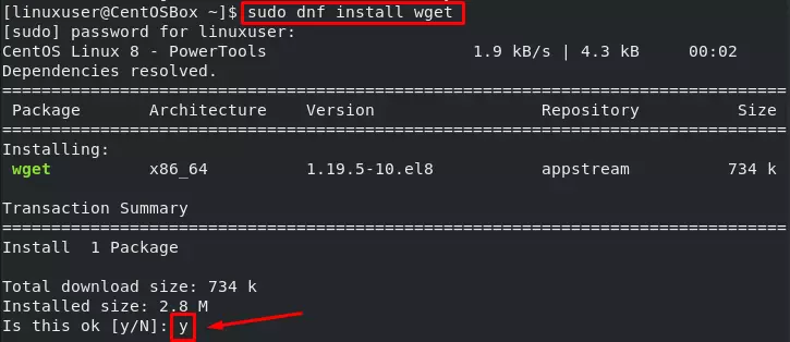 CentOS 8 жүйесінде wget орнату және пайдалану жолы 7485_2