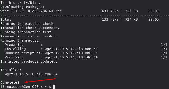 CentOS 8-da wget-ni qanday o'rnatish va undan foydalanish 7485_3