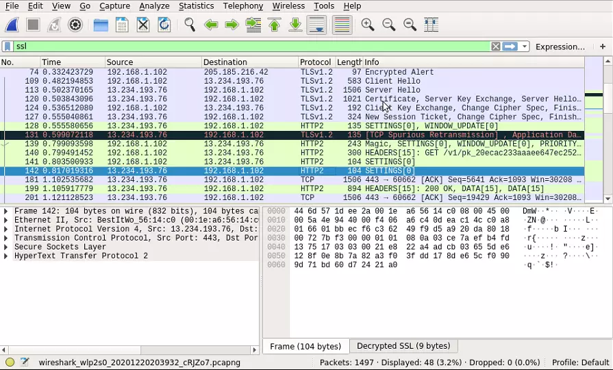 Dešifrování provozu SSL/TLS pomocí Wireshark 7564_10