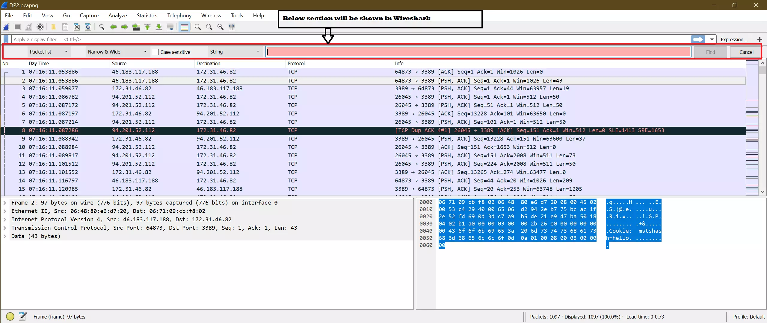 Kaip naudoti „Wireshark“ ieškant eilutės paketuose 7568_4