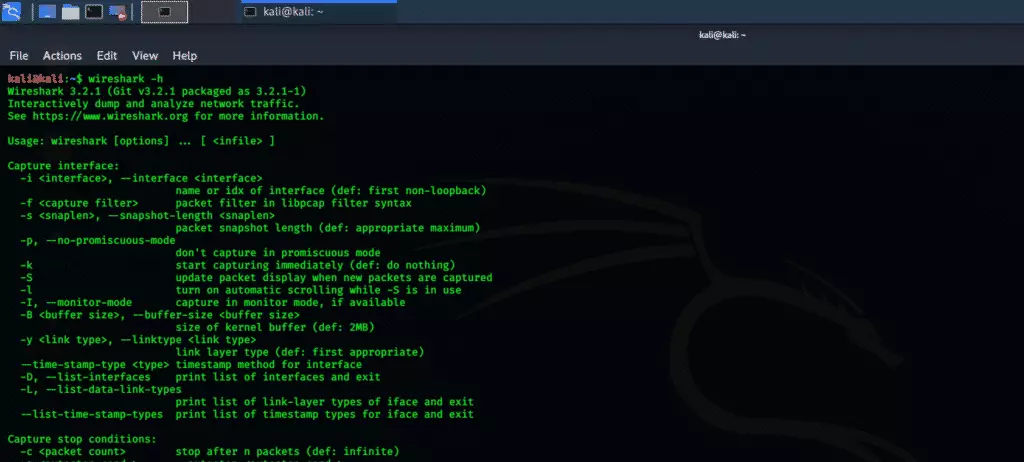 Bii o ṣe le Fi Package Wireshark sori ẹrọ ni Kali Linux 2020.1 7572_2