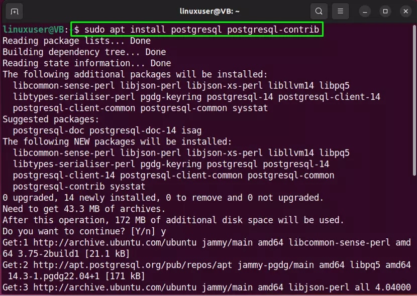 Ubuntu 22.04 da PostgreSQL ma'lumotlar bazasini qanday o'rnatish va sozlash 75_2