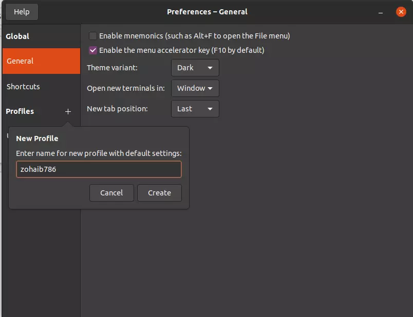 Şrift ölçegini Ubuntu terminalyny üýtgediň 7758_3