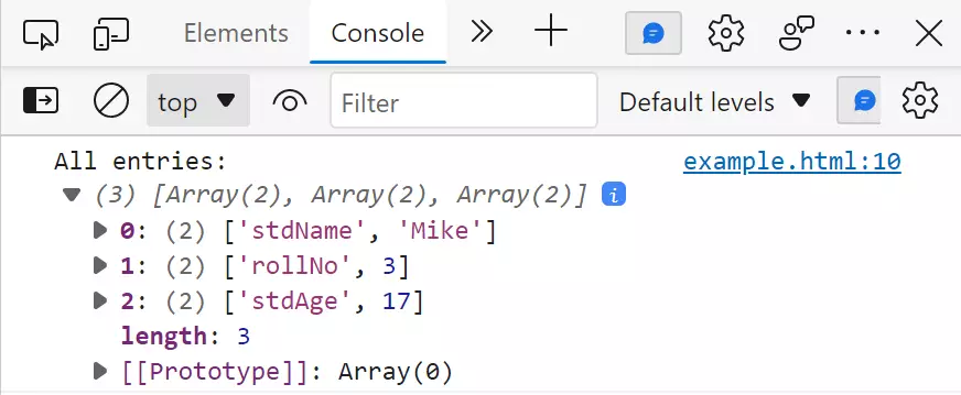 Object.entries() metode in JavaScript | Verduidelik 7774_1