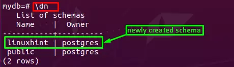 Postgres இல் CREATE SCHEMA ஐ எவ்வாறு பயன்படுத்துவது 7799_2