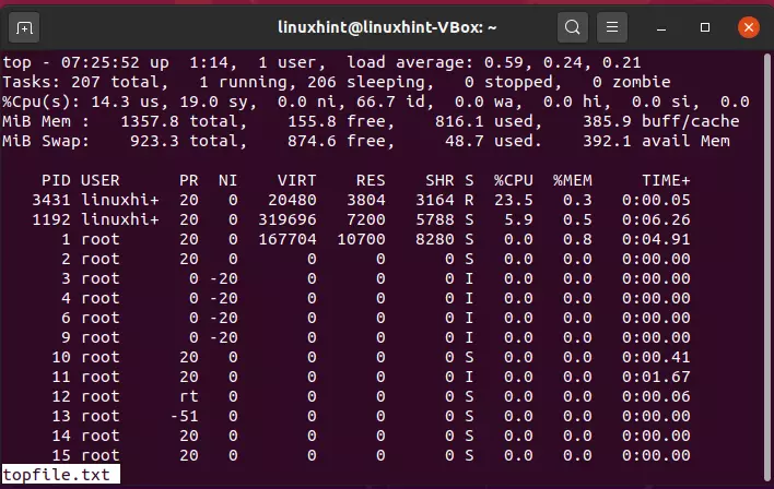 Linux で上位の出力をファイルにリダイレクトするにはどうすればよいですか? 7940_9