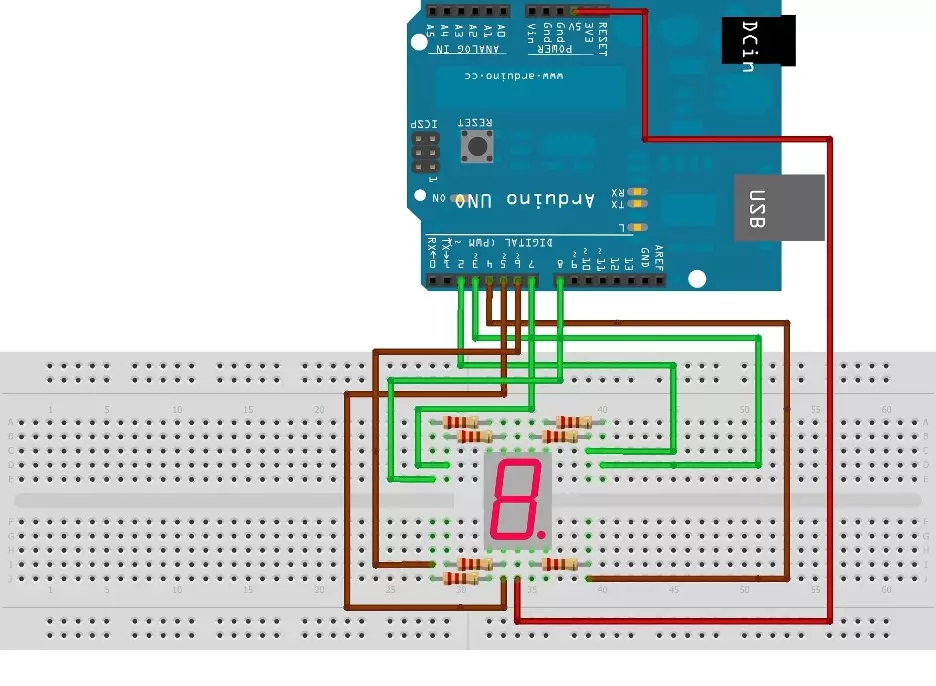 Arduino Uno सँग 7 खण्ड डिस्प्ले कसरी इन्टरफेस गर्ने 7982_4