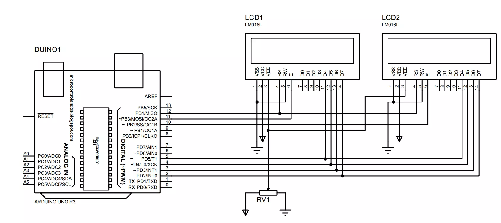 Πώς μπορώ να συνδέσω δύο οθόνες LCD με το Arduino Uno 7987_1