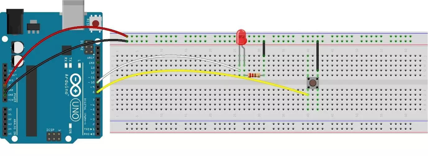 Kiel ŝanĝi LED-on per Puŝbutonoj - Arduino Uno 7994_2