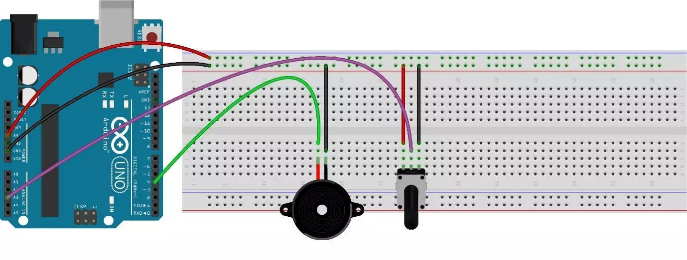 Ahoana ny fanovana ny habetsan'ny buzzer amin'ny potentiometer - Arduino Uno 8001_2