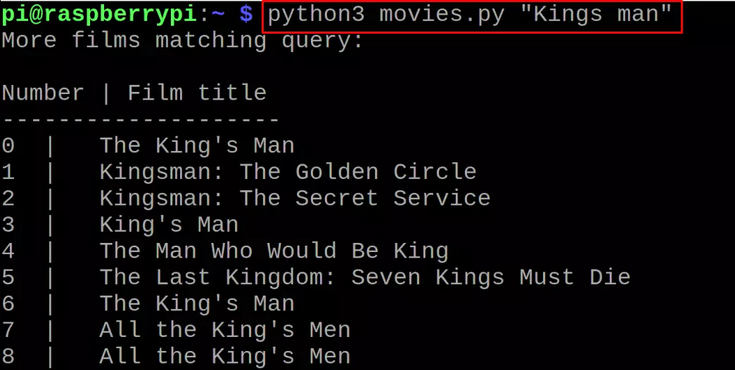 Cómo obtener información de películas en la terminal Raspberry Pi 8009_15