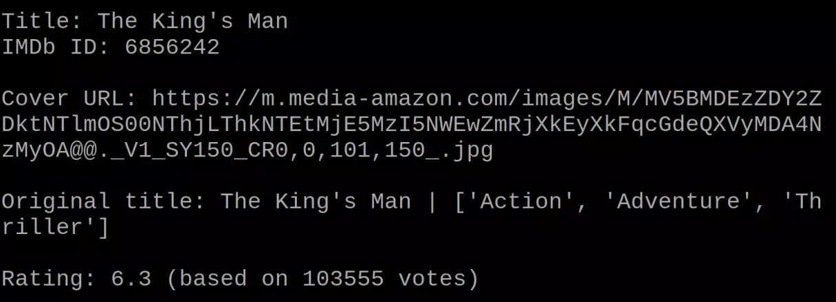 Cómo obtener información de películas en la terminal Raspberry Pi 8009_17