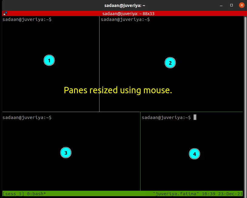 Come regolare le dimensioni del riquadro Tmux? 800_4