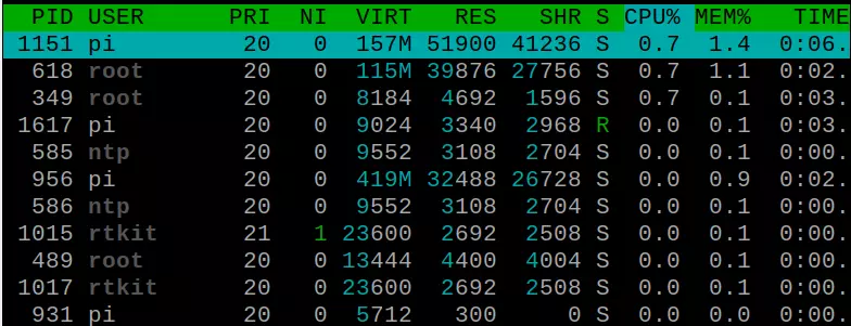 Htop ଏବଂ ping କମାଣ୍ଡ ବ୍ୟବହାର କରି ରାସବ୍ବାରୀ ପି କୁ କିପରି ସମାଧାନ କରିବେ | 8016_5