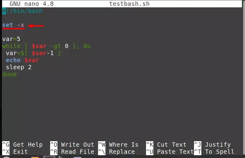 كيفية استخدام Set Command في Bash 801_8