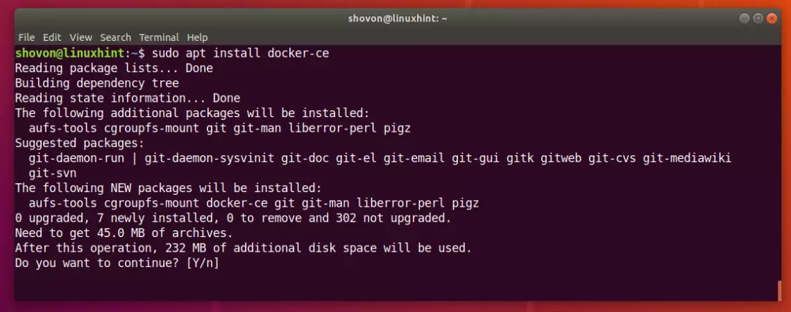 Nola instalatu eta erabili Docker Ubuntu 18.04 LTS-n 8053_11
