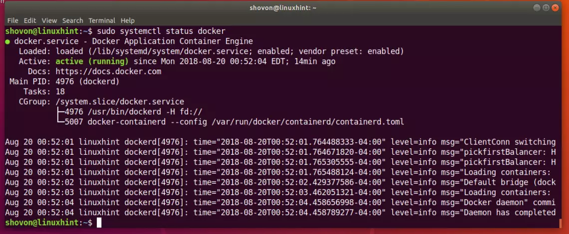 Jinsi ya Kufunga na Kutumia Docker kwenye Ubuntu 18.04 LTS 8053_14