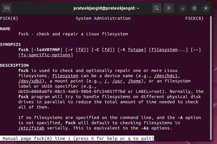 Linux හි Fsck භාවිතා කරන්නේ කෙසේද? 80_1