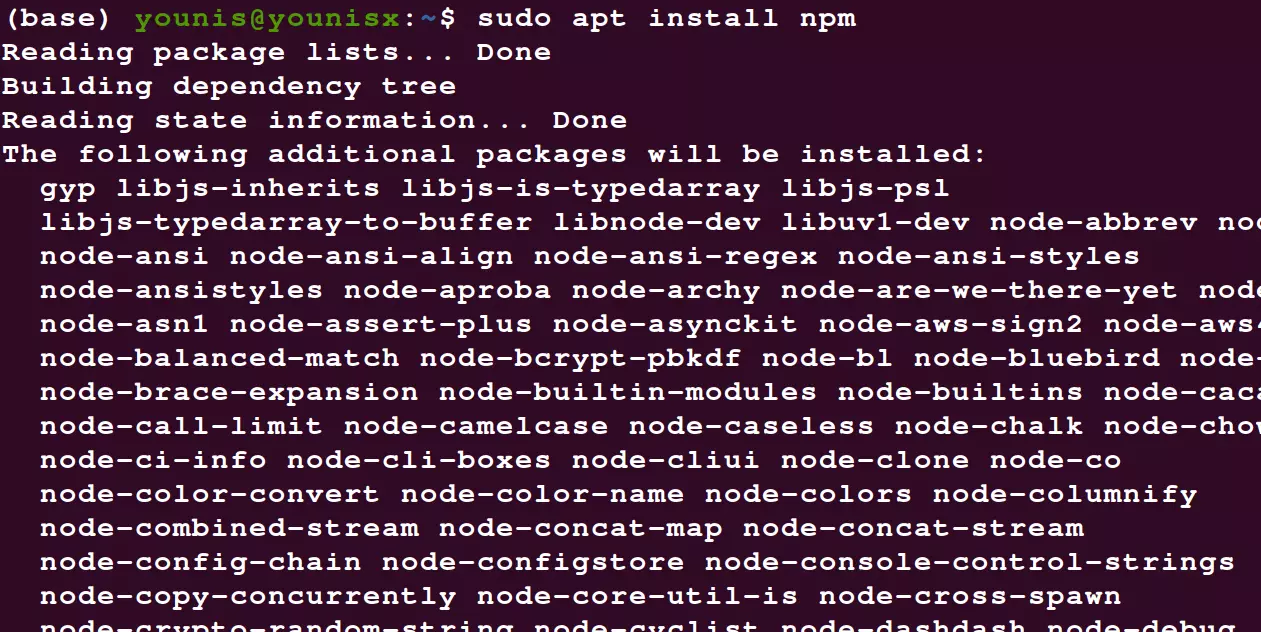 ઉબુન્ટુ 20.04 પર Node.js અને npm કેવી રીતે ઇન્સ્ટોલ કરવું 8100_4