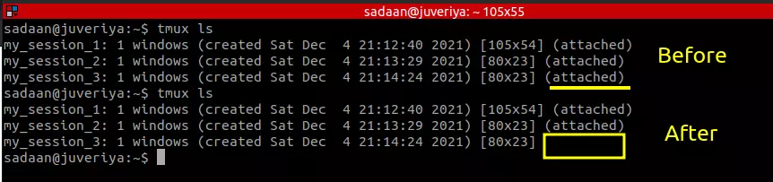 tmux တွင် session တစ်ခုအားမည်သို့ဖယ်ရှားရမည်နည်း။ 813_7