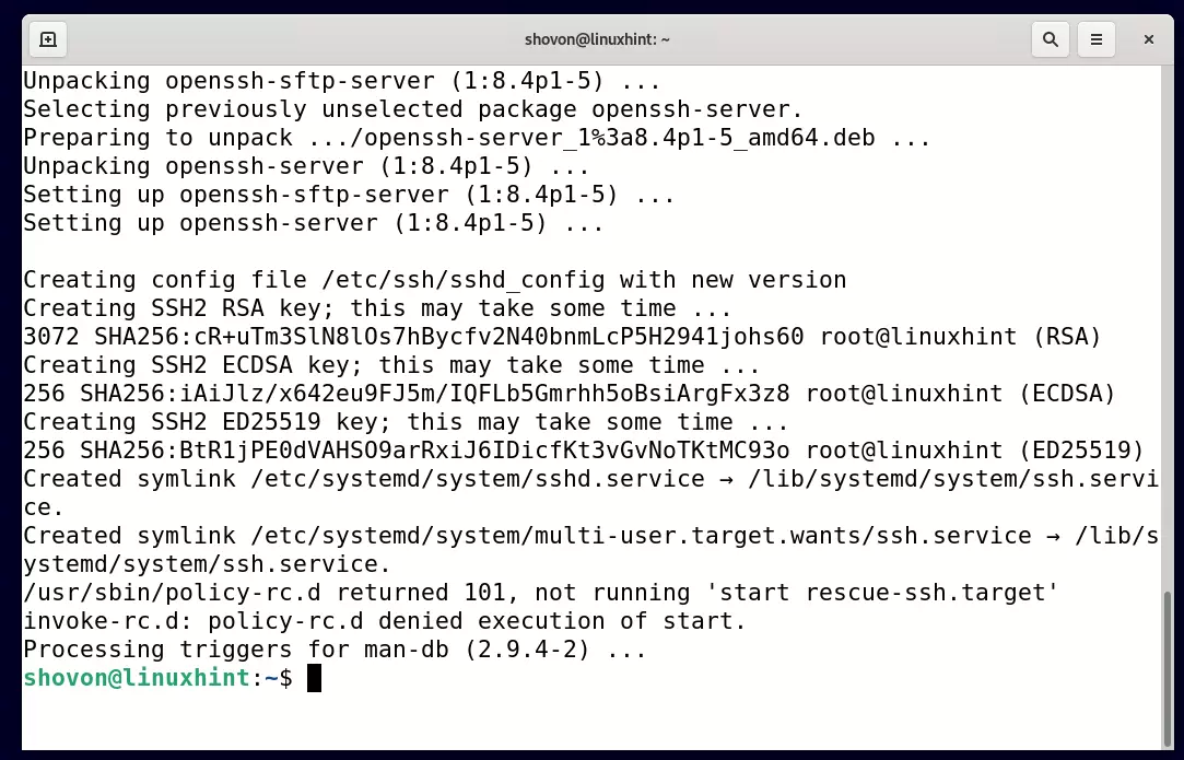 เปิดใช้งานเซิร์ฟเวอร์ SSH บน Debian 11 817_5